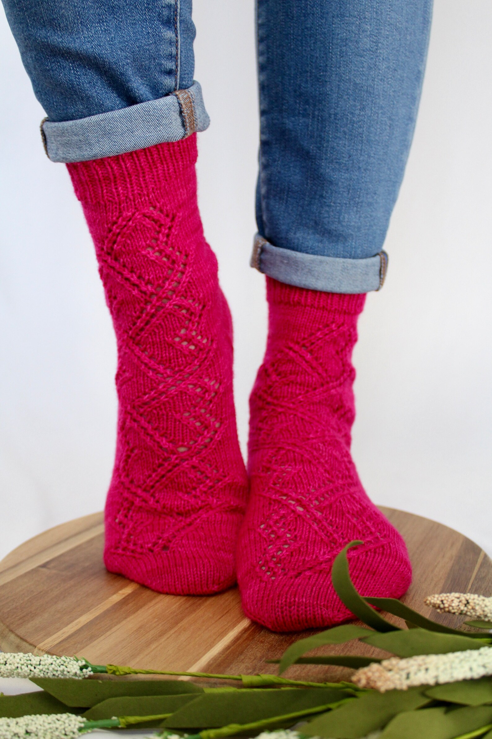 Easy Heart Lace Sock Knitting Pattern | Simple Lace Knit Sock Pattern ...