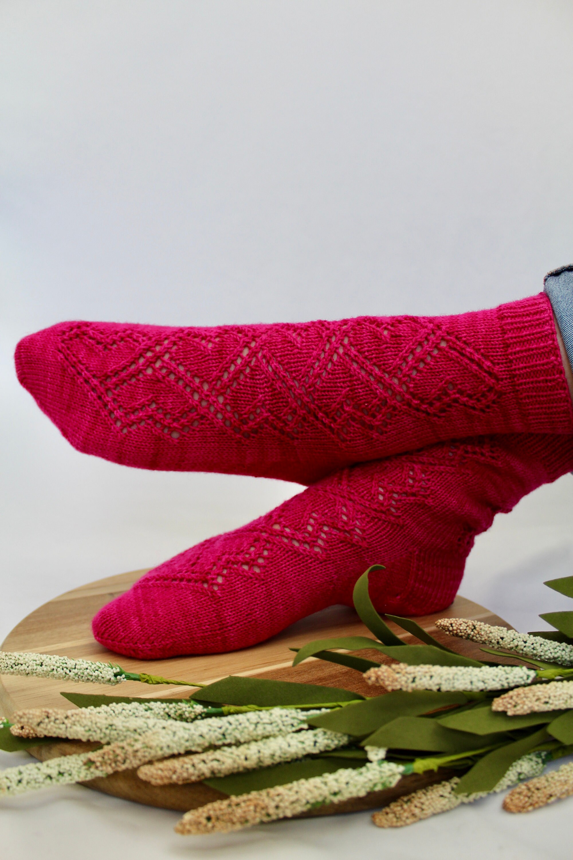 Easy Heart Lace Sock Knitting Pattern | Simple Lace Knit Sock Pattern ...