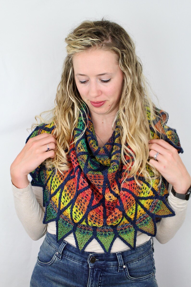 Mosaic Shawl KNITTING PATTERN | Stunning All-over Mosaic Knit Shawl ...