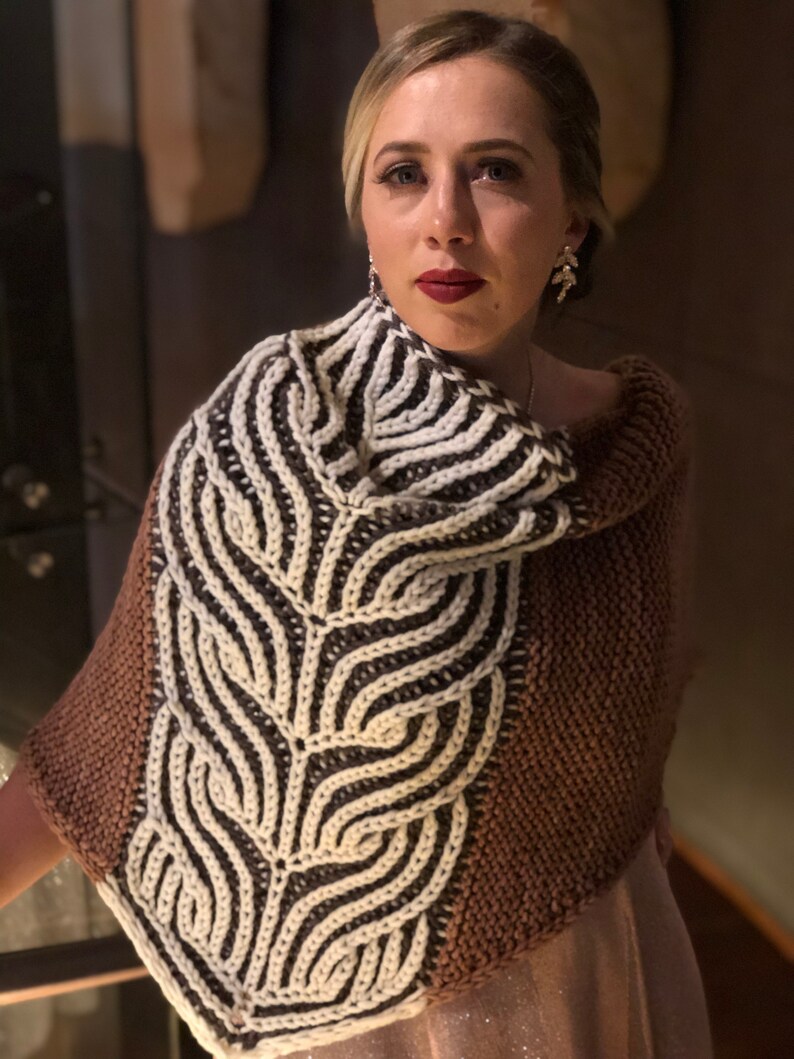 KNITTING PATTERN | Bulky Knit Shawl Pattern, Quick Knit, Brioche ...