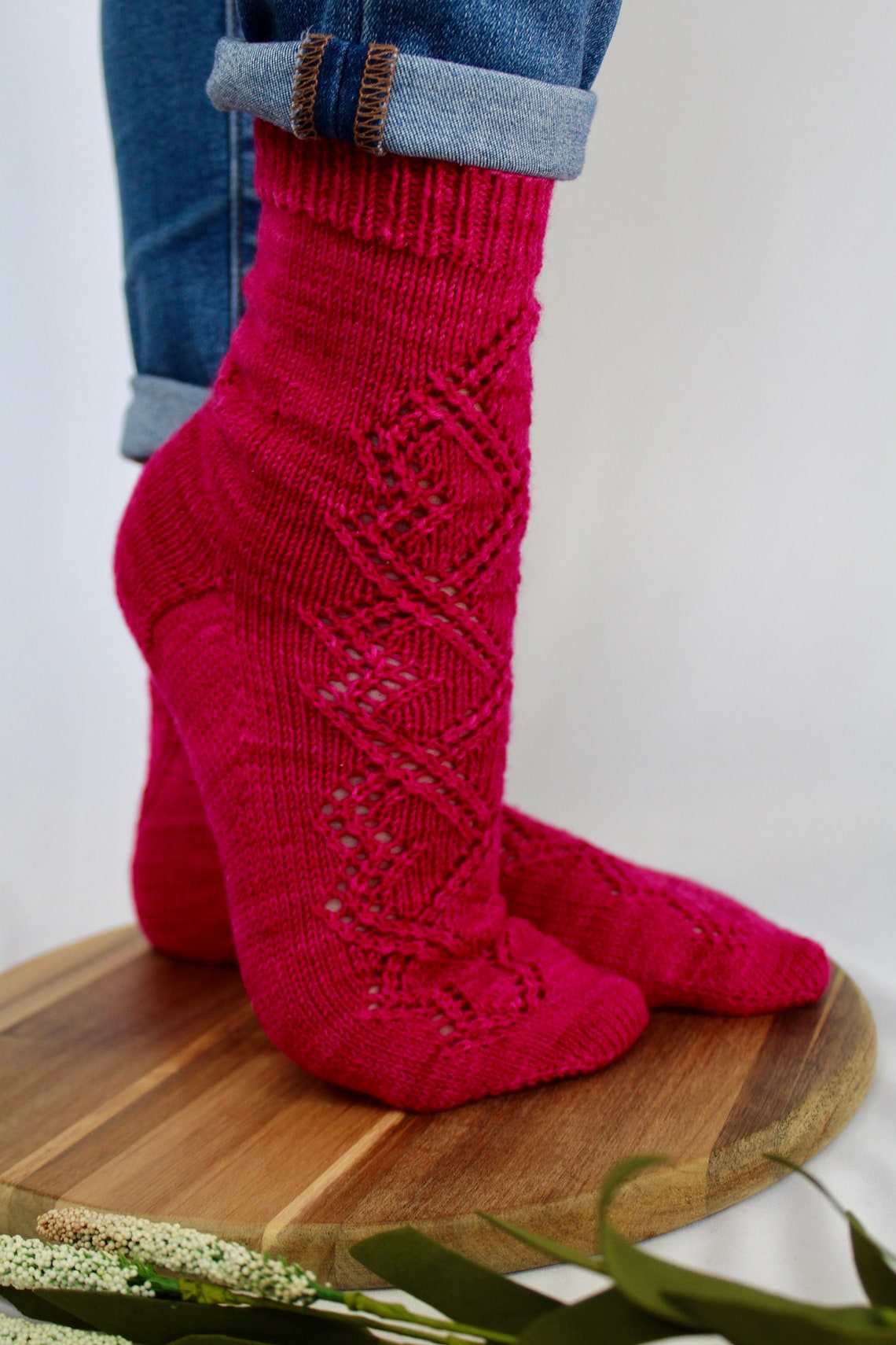Easy Heart Lace Sock Knitting Pattern | Simple Lace Knit Sock Pattern ...