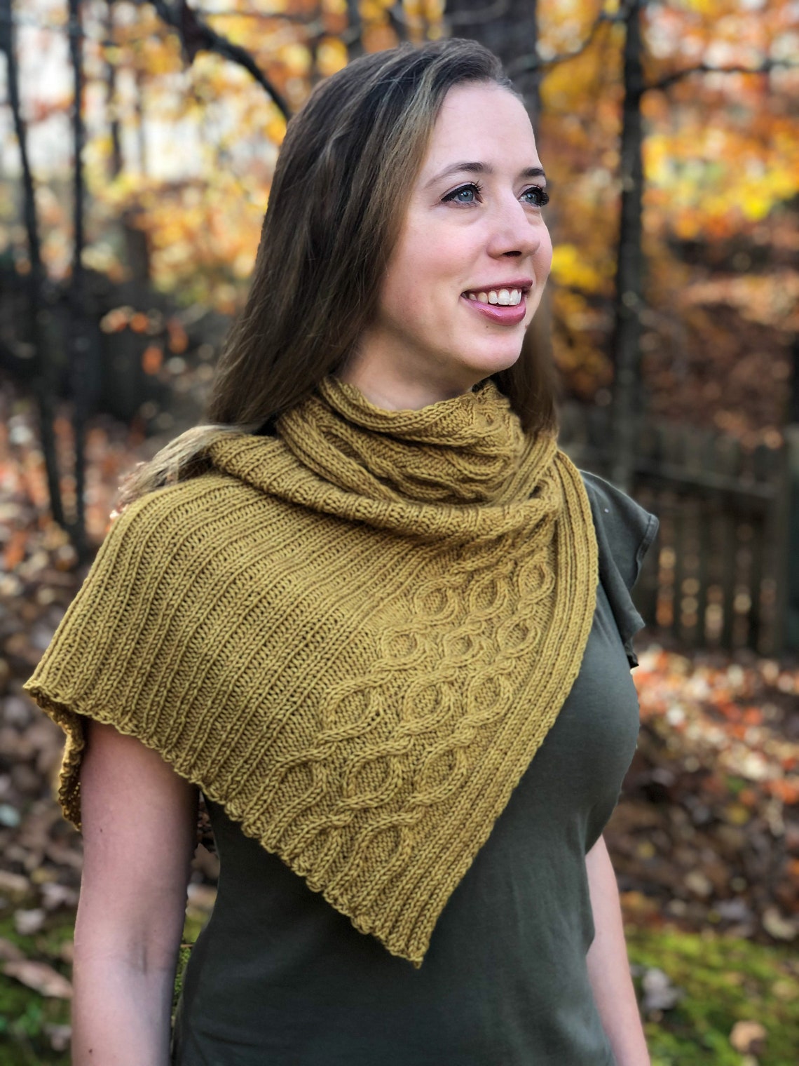 KNITTING PATTERN Simple Cable Shawl Pattern, Skinny Knit Shawlette, DK ...