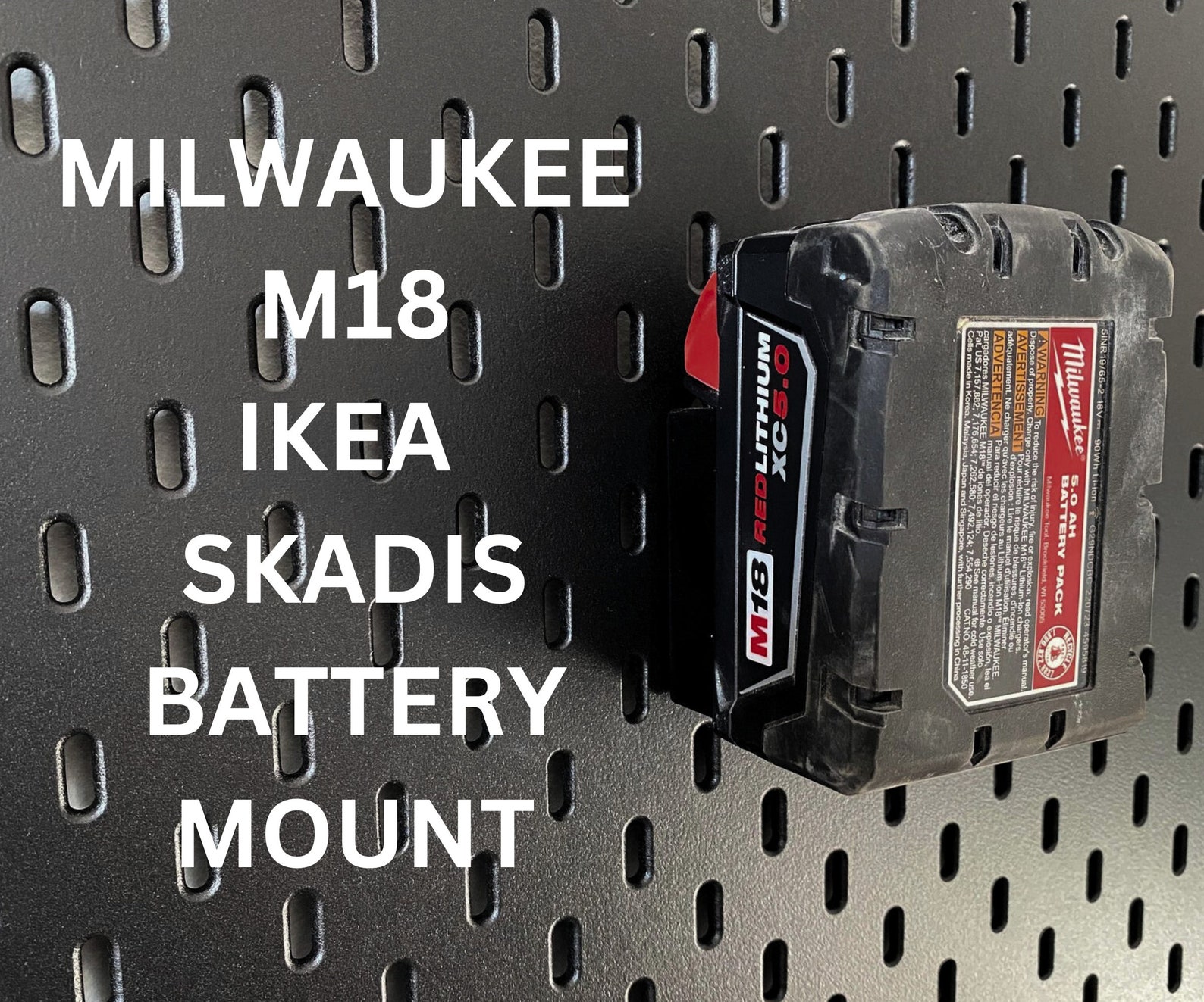 Milwaukee M18 Battery Ikea Skadis Pegboard Mount | Ikea Skadis Battery ...
