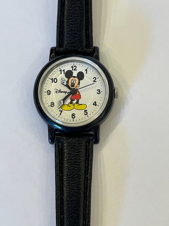 Vintage Black Disney Mickey Mouse Watch With Moving Arms - Etsy