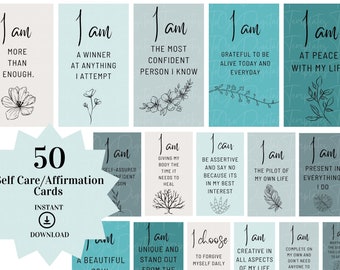 50 Affirmation Cards Digital Download, Mindfulness Affirmations Deck ...
