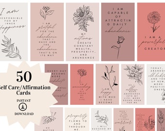 60 Affirmation Cards Digital Download, Mindfulness Affirmations Deck ...