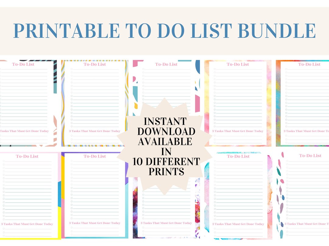 Printable to Do List Bundle, Colorful to Do List, Printable Organizer ...