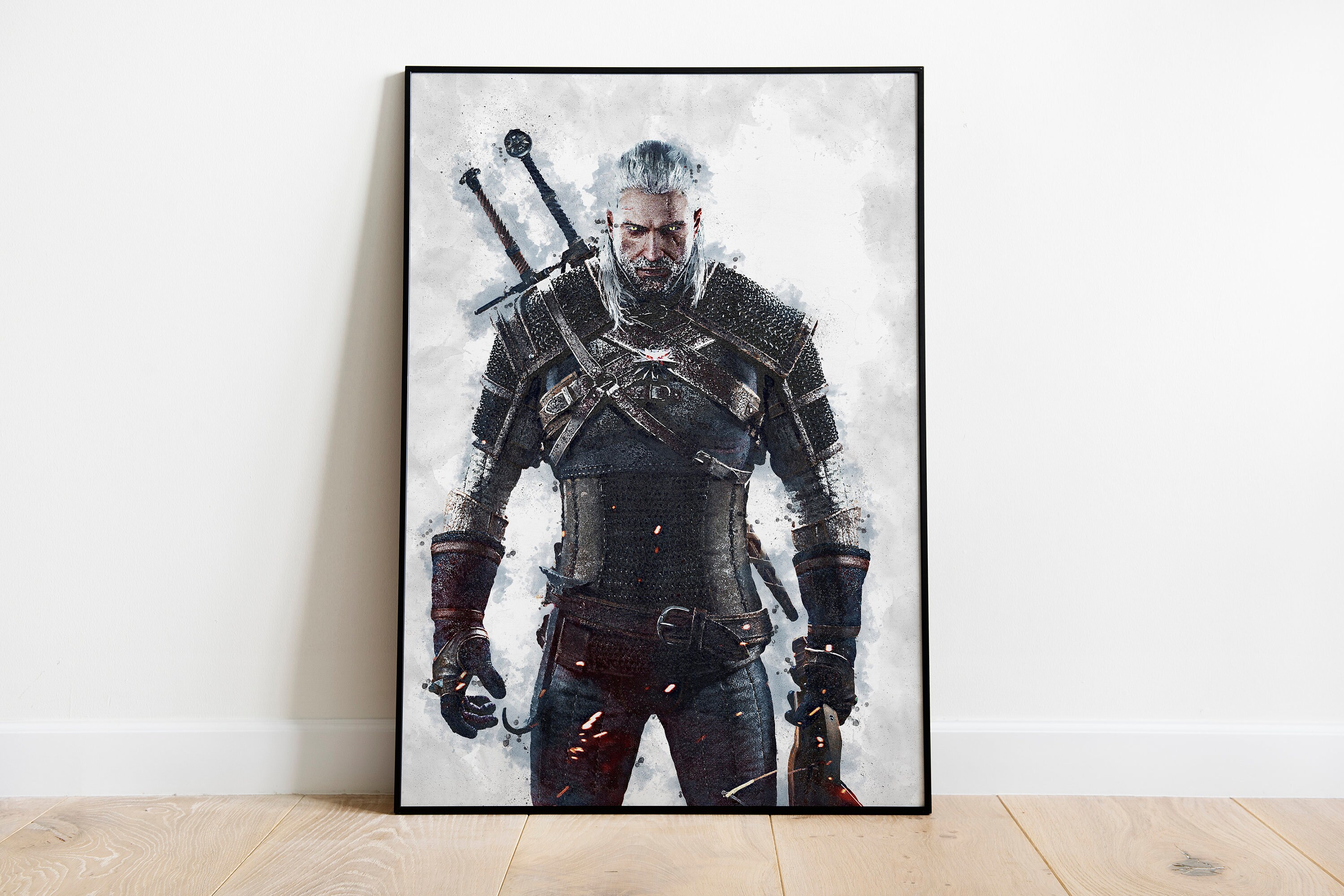 THE WITCHER POSTER Geralt of Rivia Gaming Poster Watercolor Art Digital ...