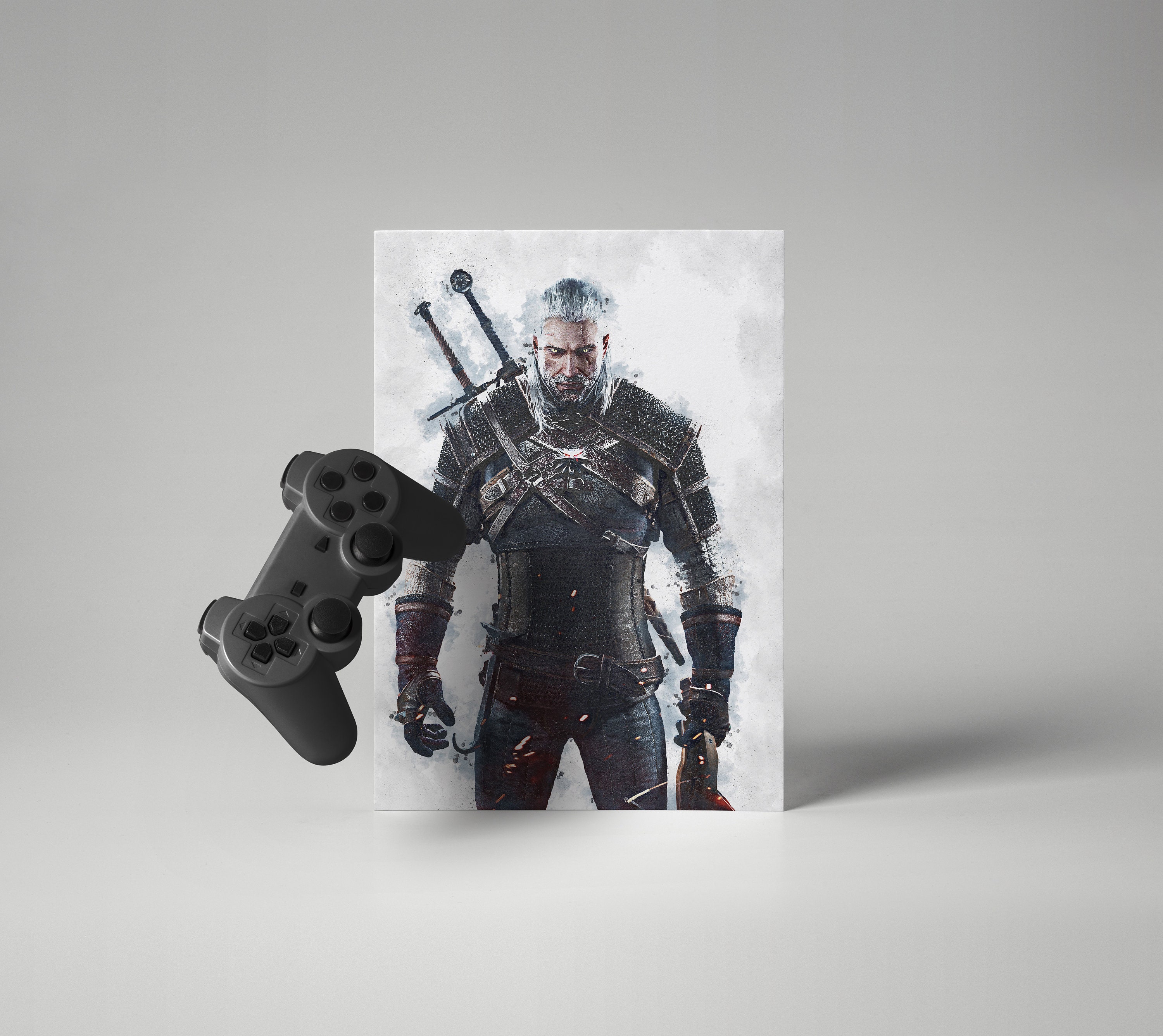 THE WITCHER POSTER Geralt of Rivia Gaming Poster Watercolor Art Digital ...