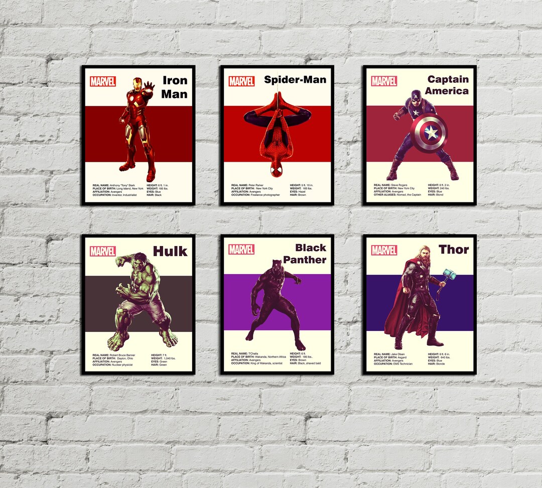 MARVEL HEROES POSTER Set - Iron Man,spider-man,captain America,hulk ...