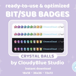 Crystal Ball Pixel Art Twitch Sub & Bits Badges・ 9 Cute Witch Pixel Art ...