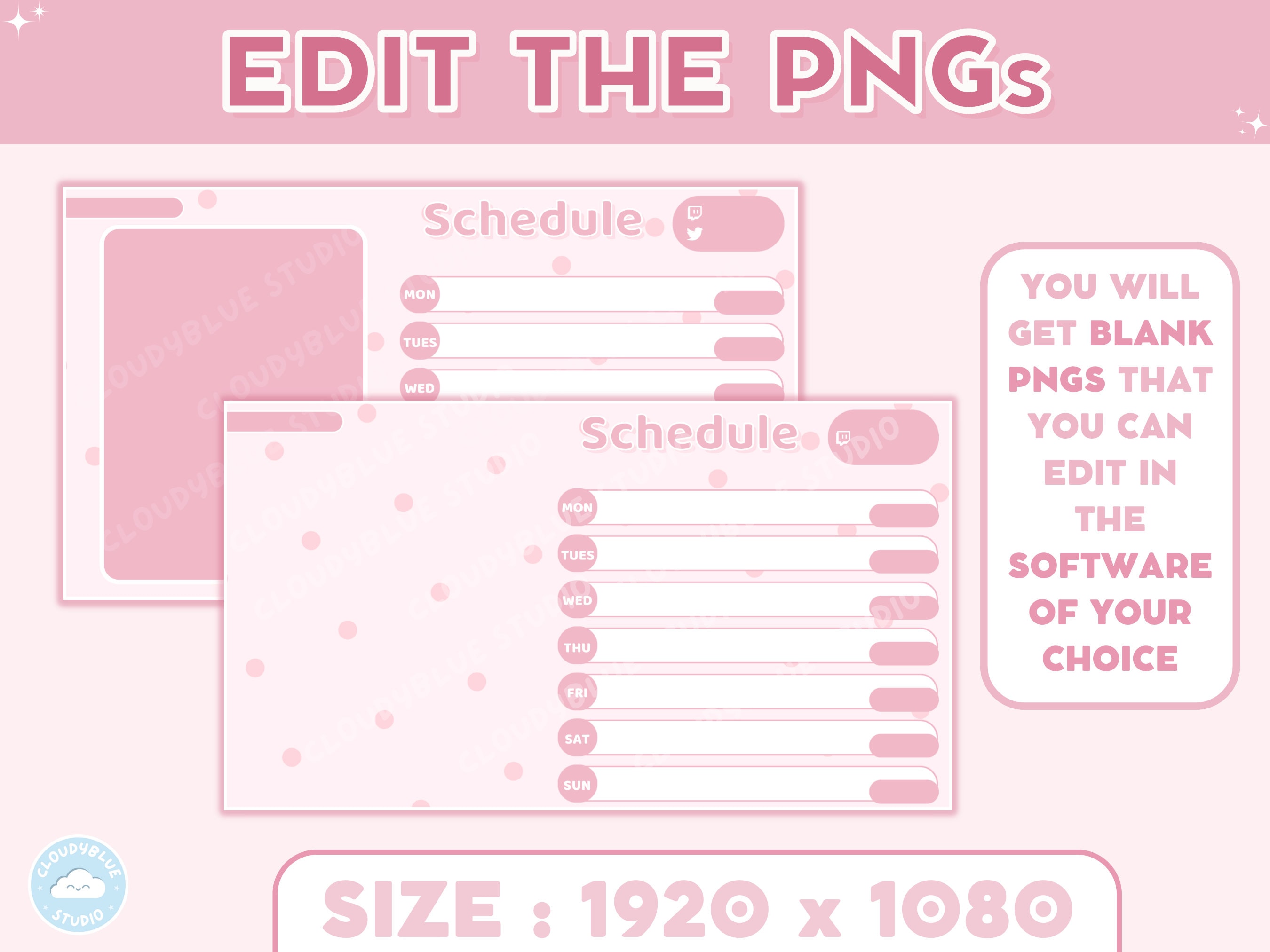 Pink Twitch Stream Schedule Template・ Cute Pink Simple Twitch Streamer ...