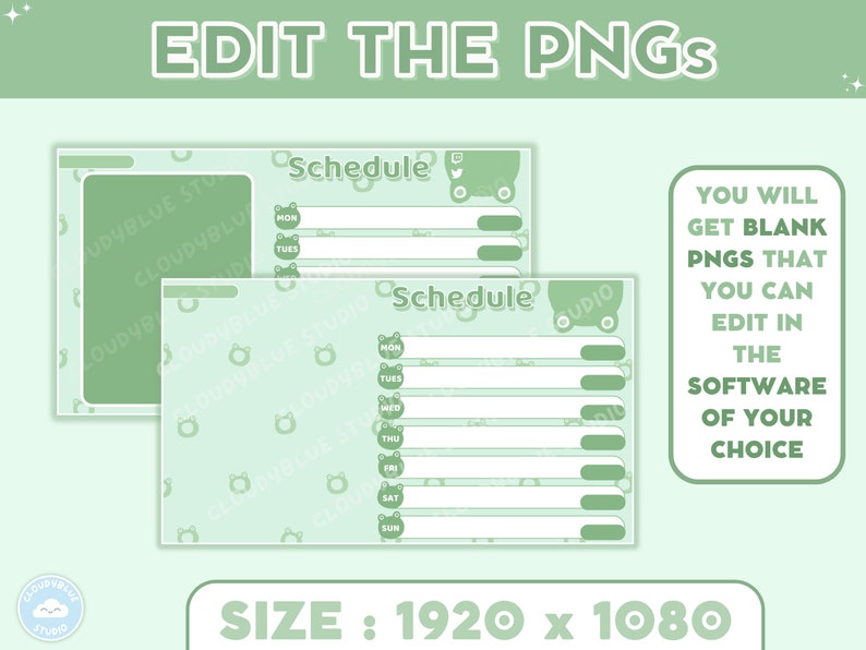 Frog Twitch Stream Schedule Template・ Cute Green Frogs Twitch Streamer ...