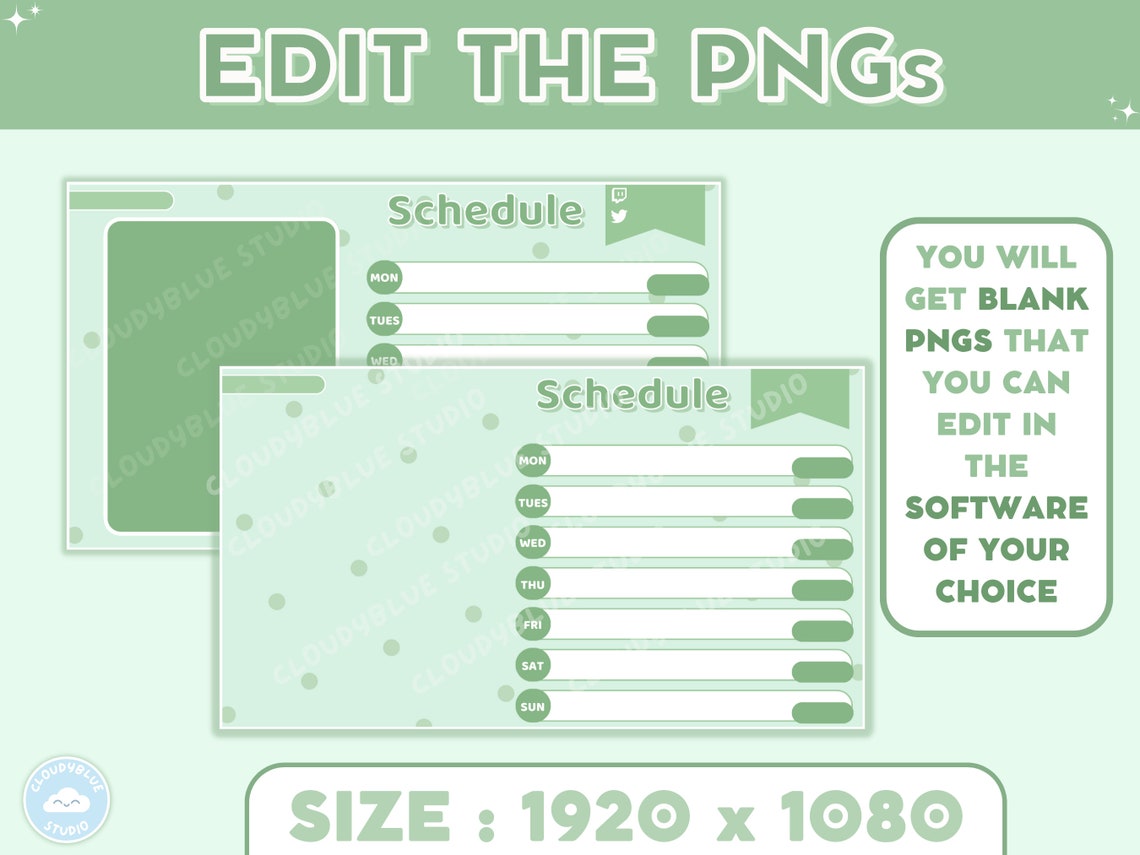 Green Twitch Stream Schedule Template・ Cute Green Simple Twitch ...