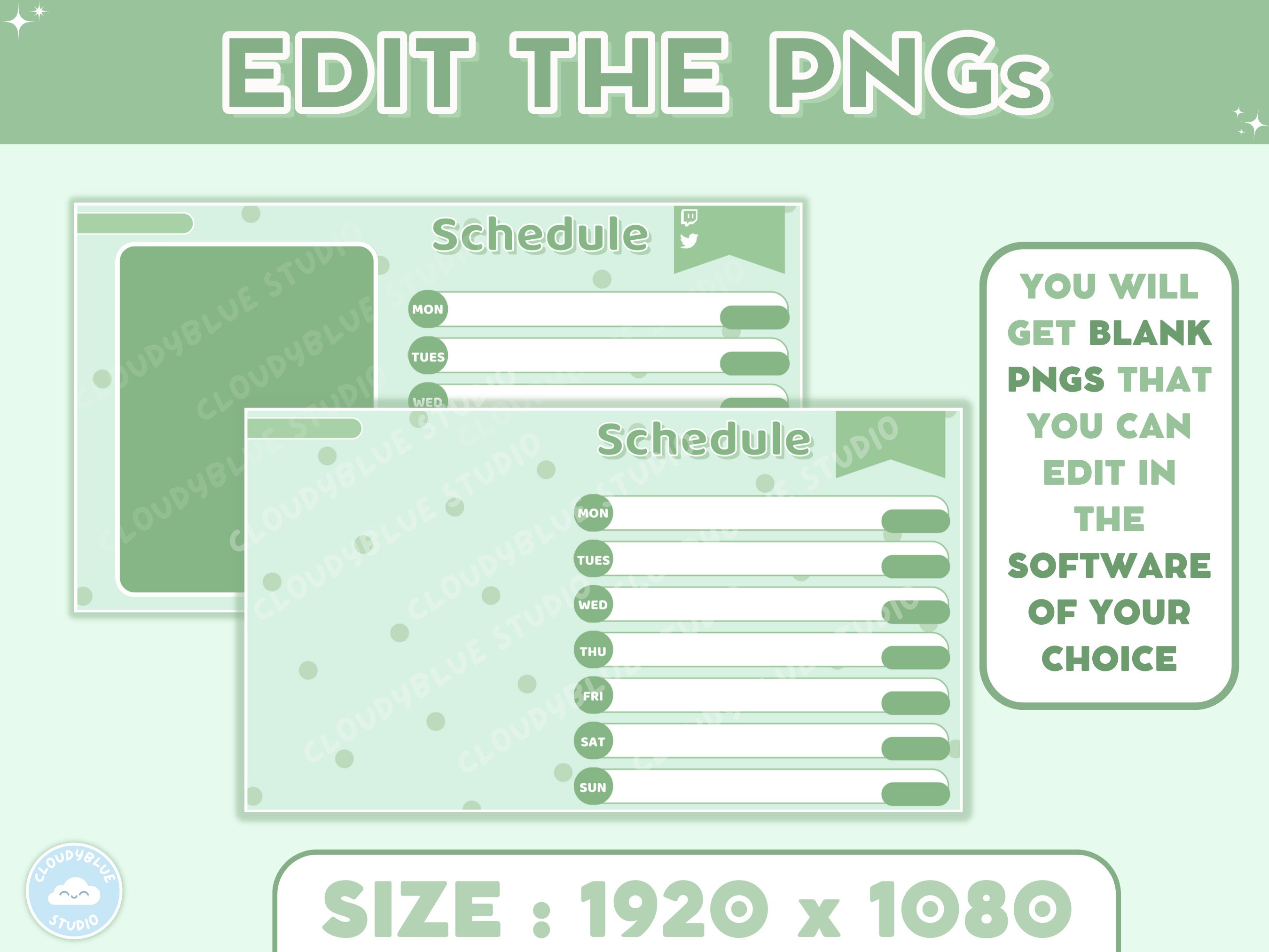 Green Twitch Stream Schedule Template・ Cute Green Simple Twitch ...