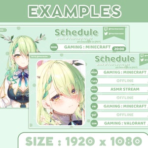 Green Twitch Stream Schedule Template・ Cute Green Simple Twitch ...