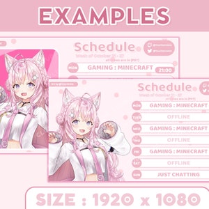 Pink Twitch Stream Schedule Template・ Cute Pink Simple Twitch Streamer ...