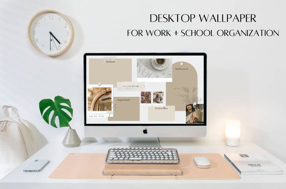 Desktop Wallpaper Organizer for School and Work Boho | Etsy