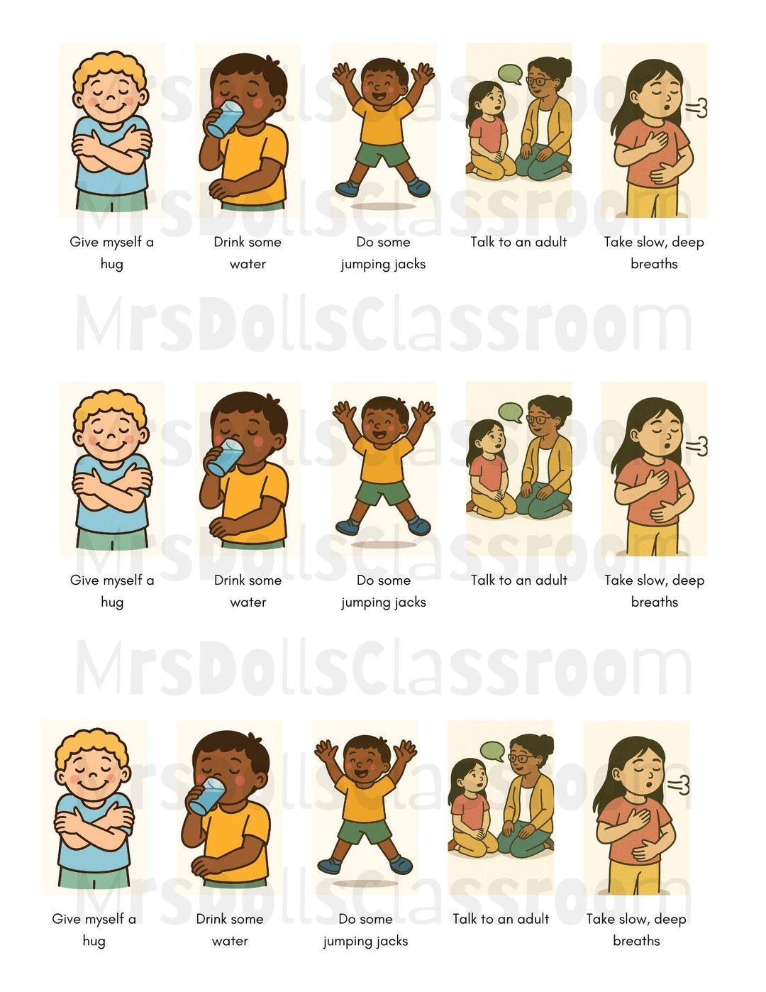 Printable Calm-down Strips for Kids | Emotional Regulation Tools | SEL ...