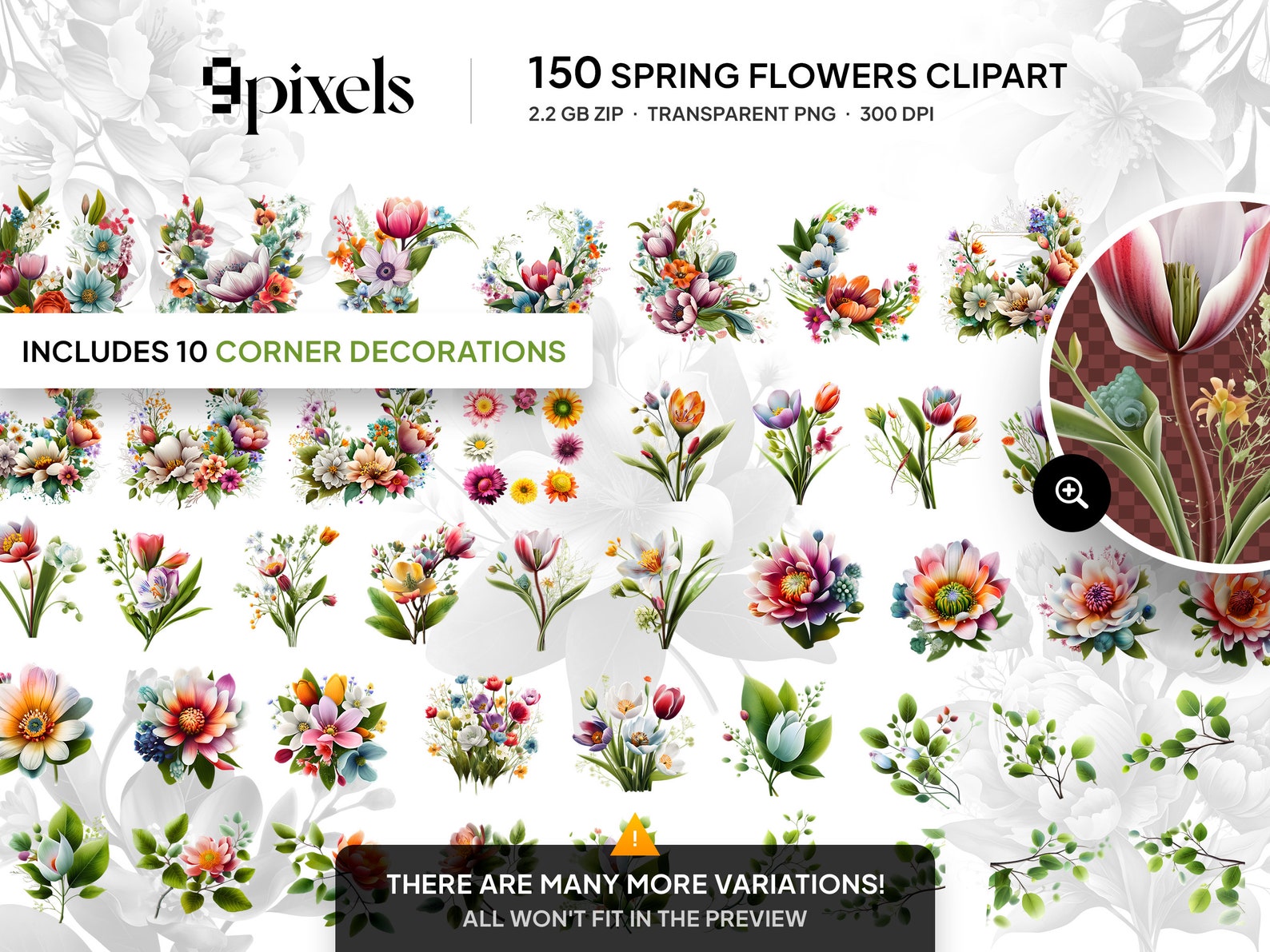 150 Spring Flowers PNG, Premium Floral Clipart, Spring & Summer ...