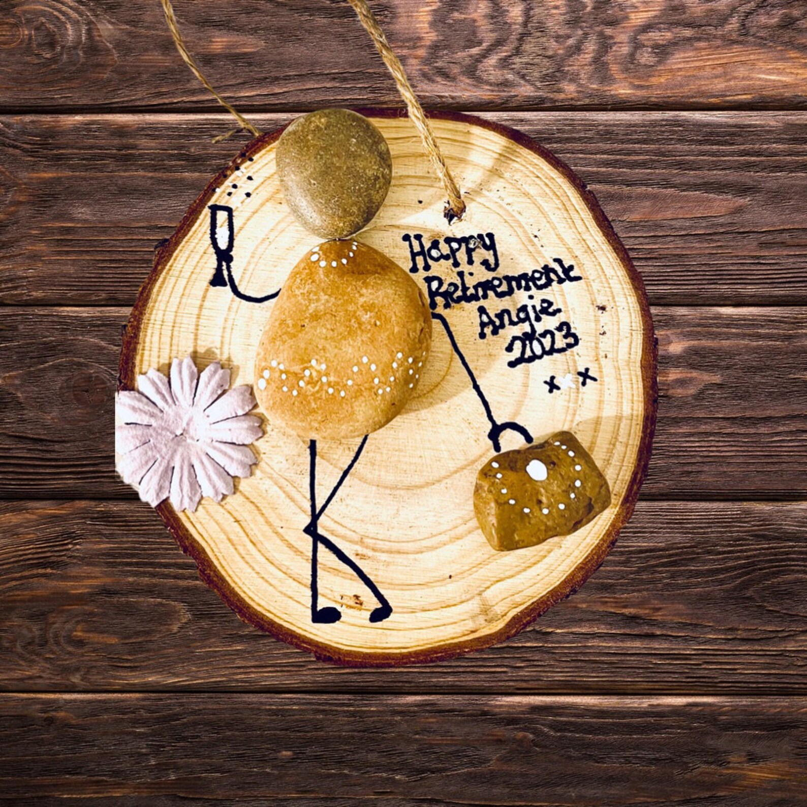 Happy Retirement Pebble Art Personalised Wooden Handmade - Etsy