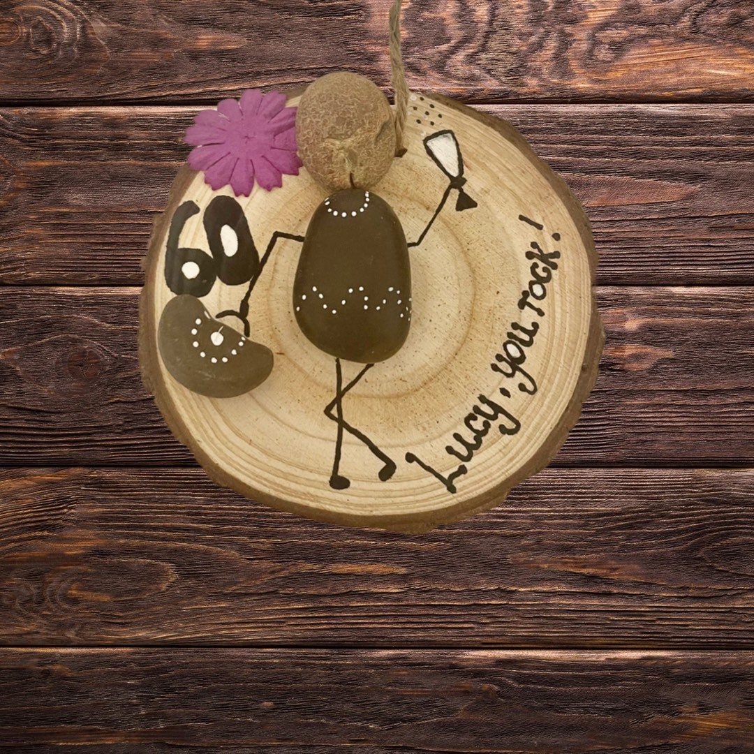 60th Birthday Wooden Pebble Art Plaque Keepsake Gift for Her YOU ROCK ...