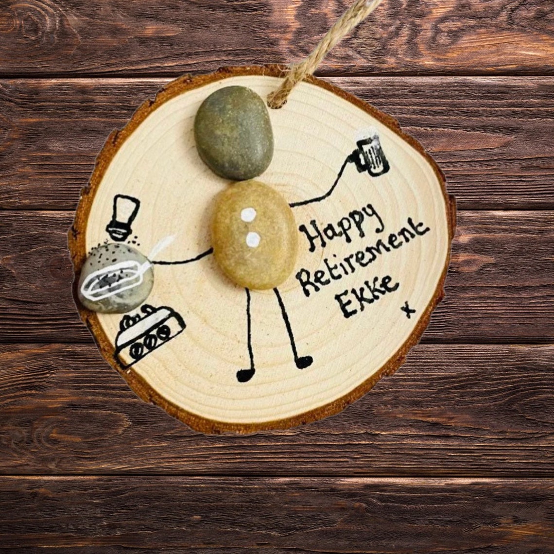 Happy Retirement Pebble Art Plaque Male Personalised Hobbies Hanging ...