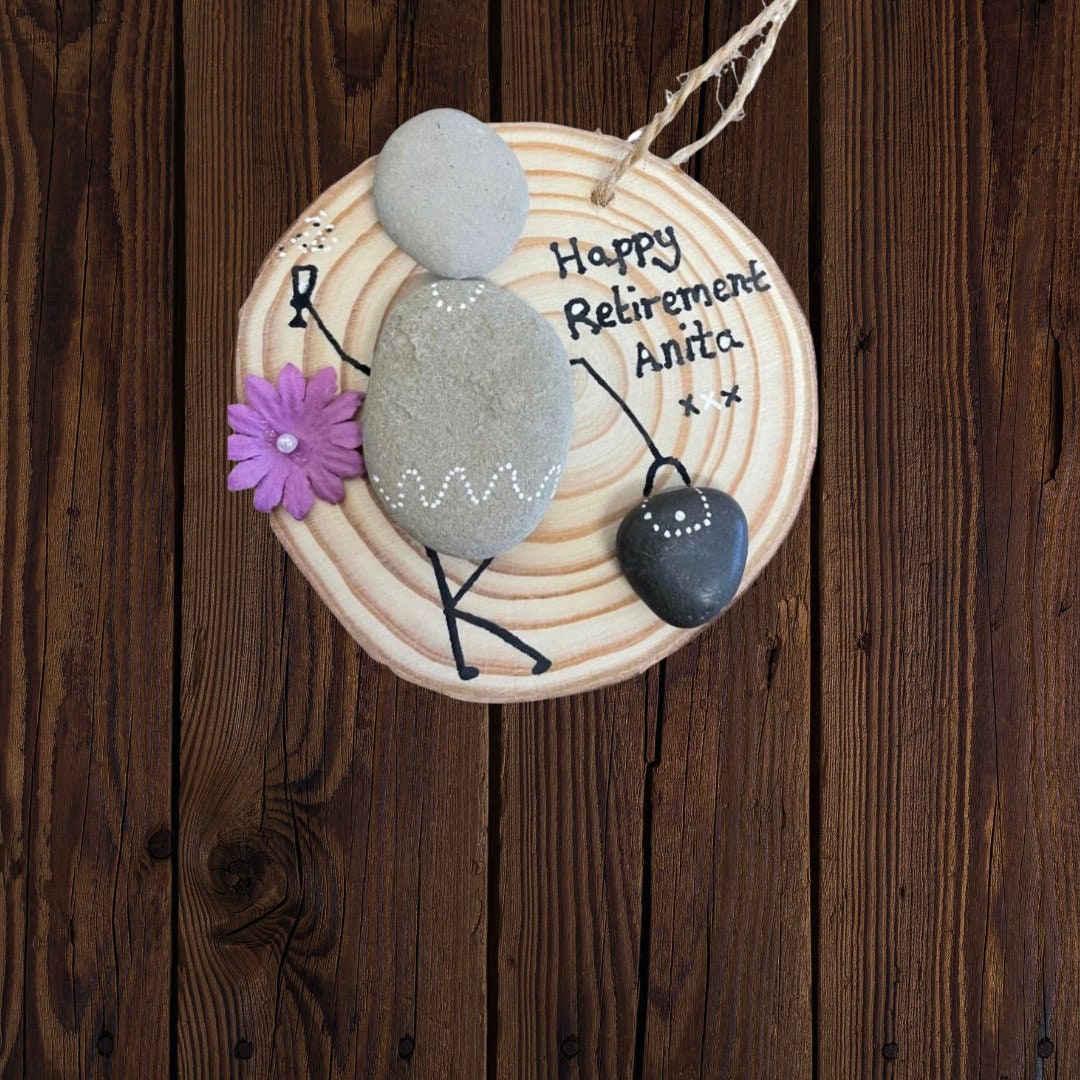 Happy Retirement Pebble Art Personalised Wooden Handmade - Etsy