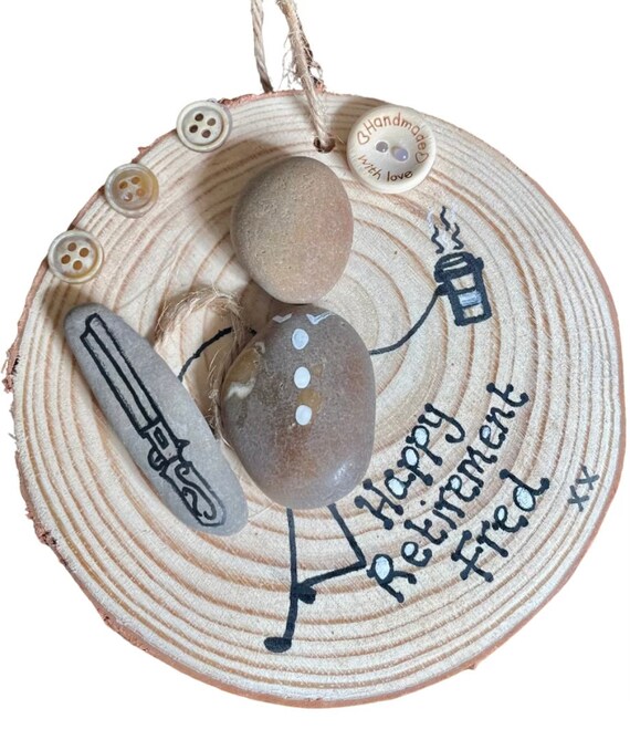 Happy Retirement Pebble Art Plaque Male - Etsy