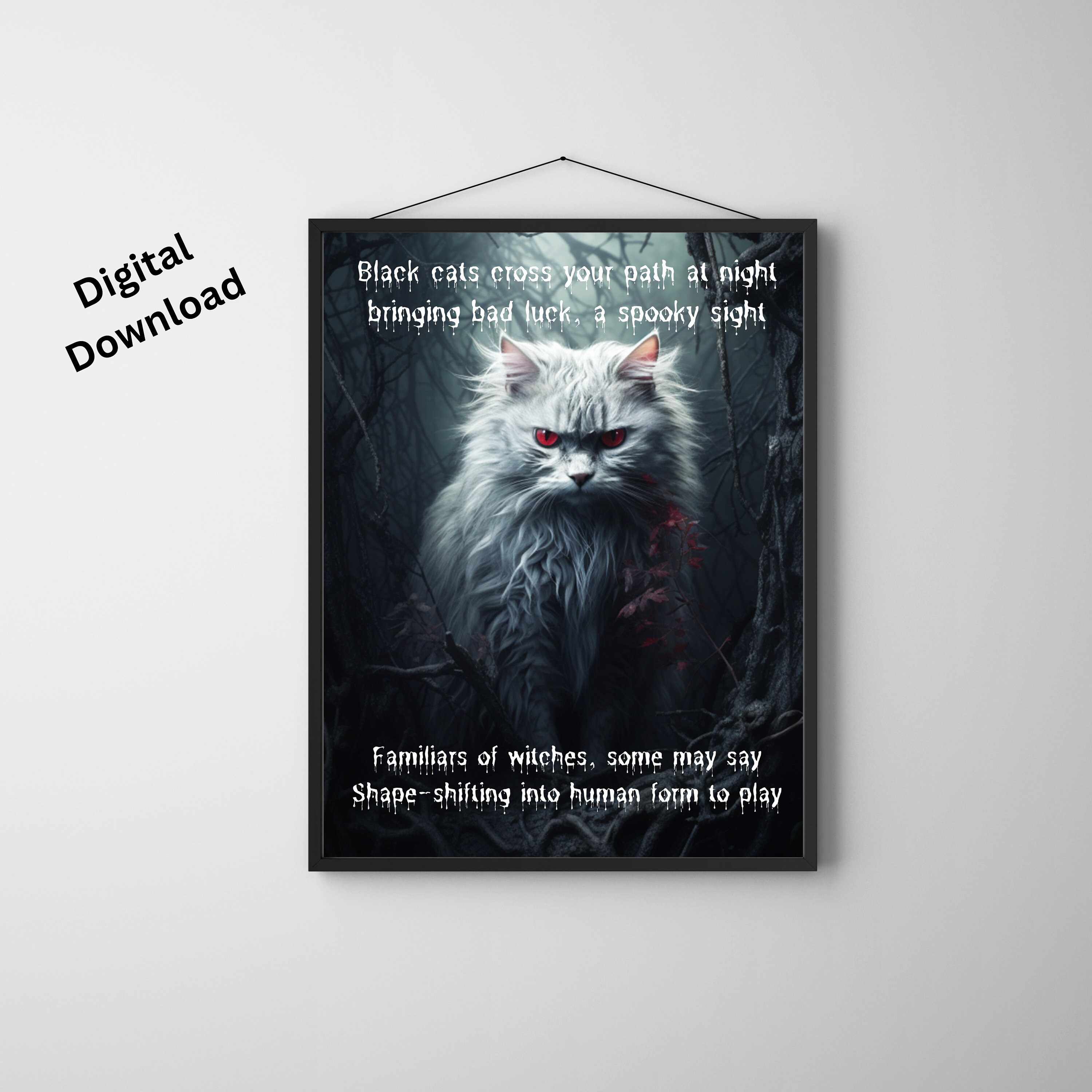 Halloween Cat Print Cat Printable Wall Art Digital Download Printable ...
