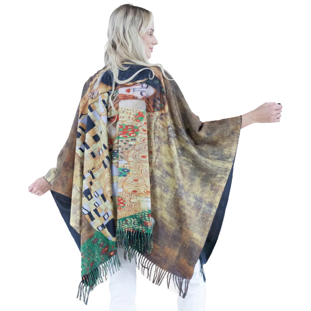 THE KISS Painting Ruana Gustav Klimt Soft Wool Winter Tassel - Etsy