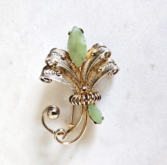 Jade Fleur De Lis Brooch Vintage c1930s Art Deco 800 … - Gem
