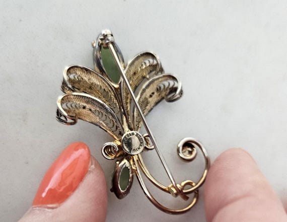 Jade Fleur De Lis Brooch Vintage c1930s Art Deco 800 … - Gem