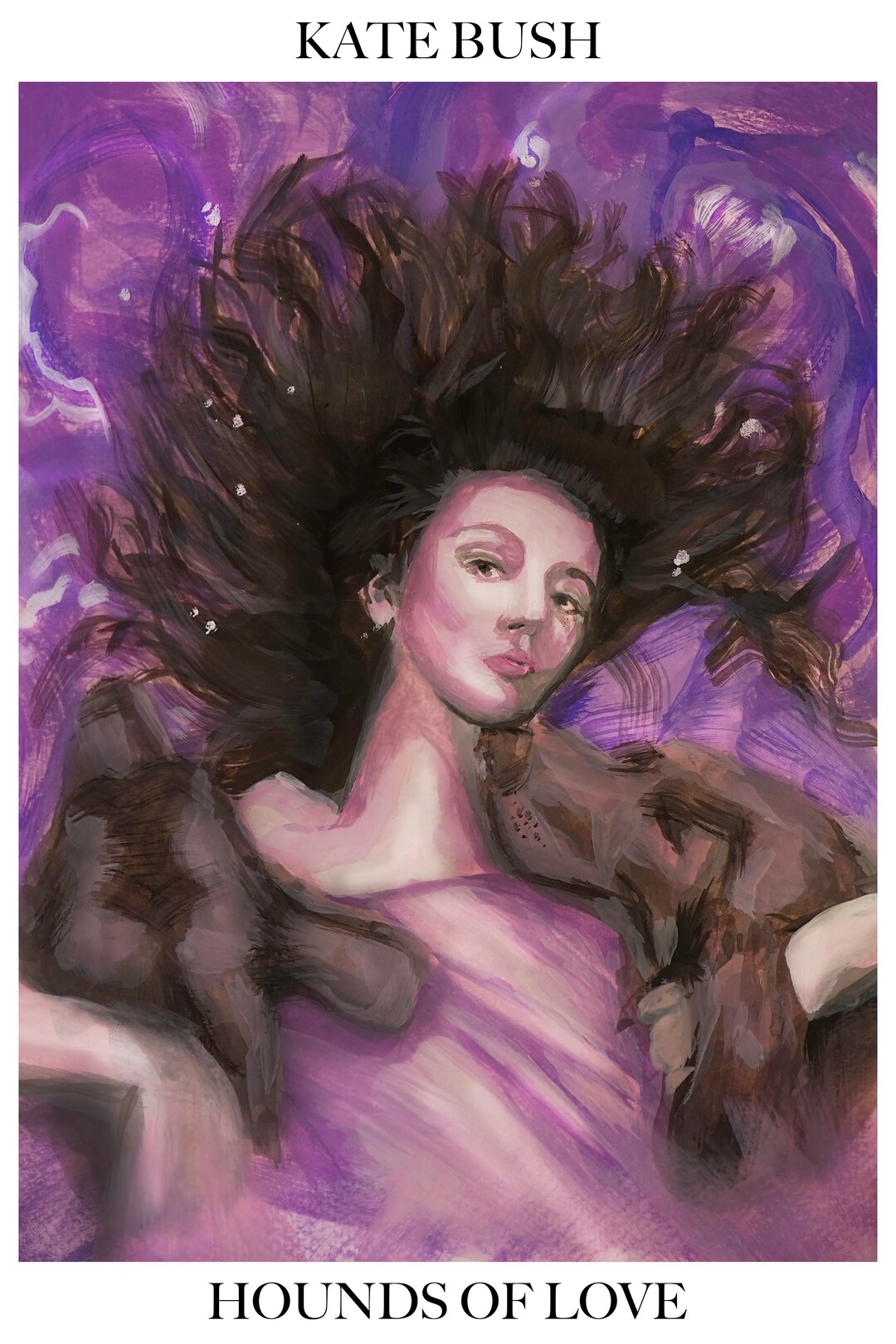 Original Kate Bush Hounds of Love Album Art Poster With Title - Gouache ...