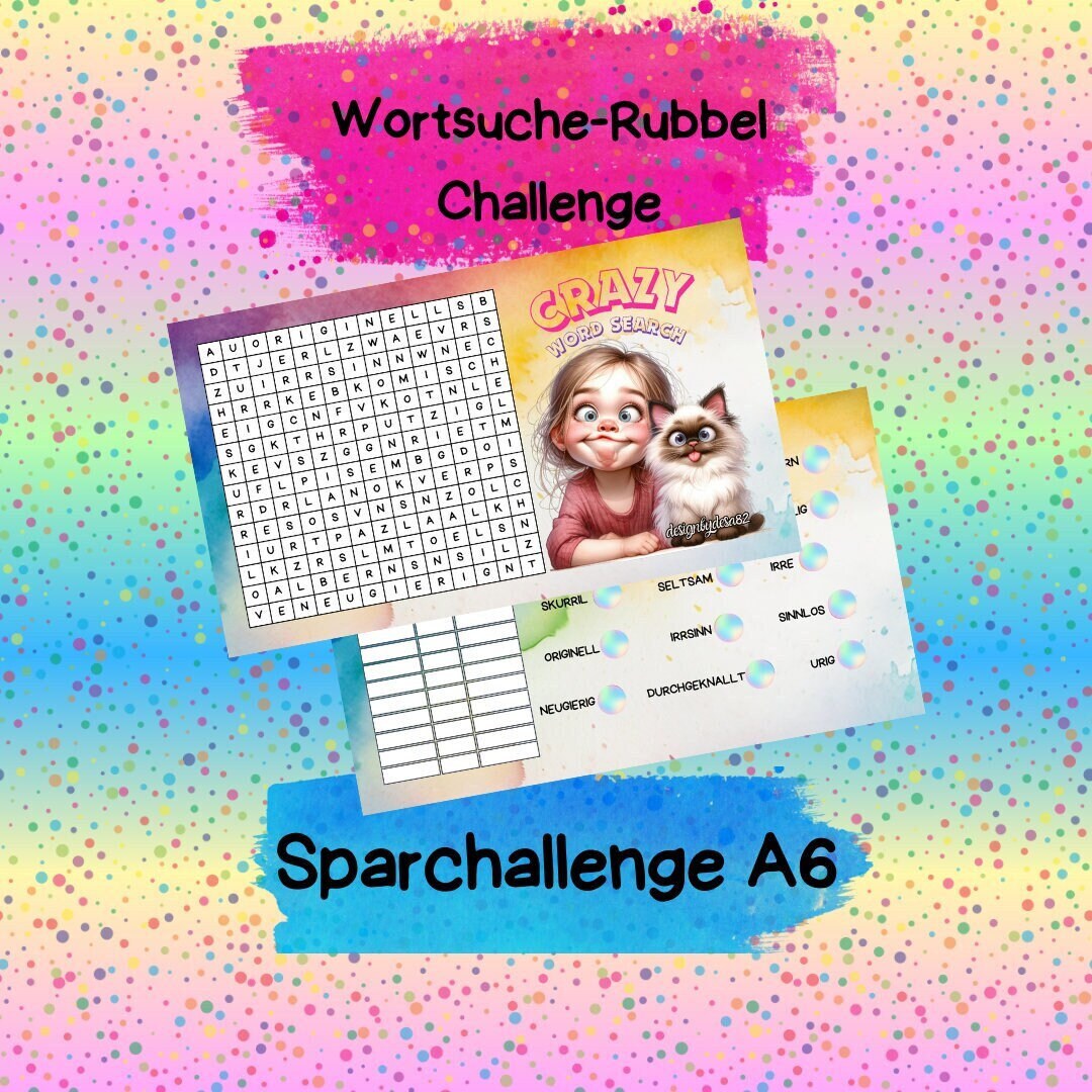 Word Search / Crazy Word Search / Savings Challenge A6 - Etsy
