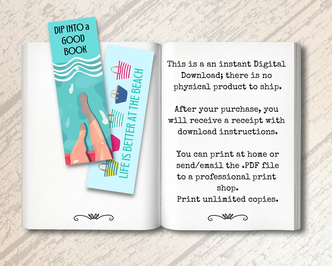BEACH Bookmark Bundle Instant Download 4 Beach Themed - Etsy