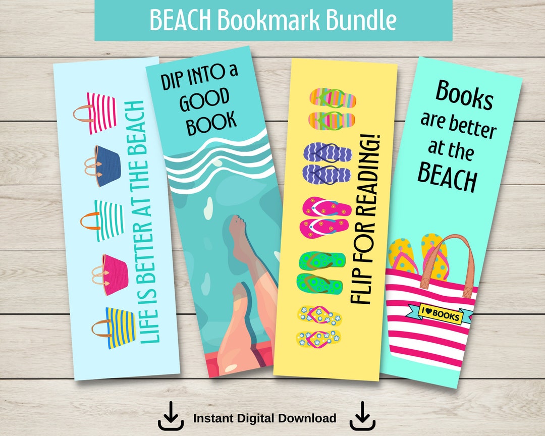 BEACH Bookmark Bundle Instant Download 4 Beach Themed - Etsy