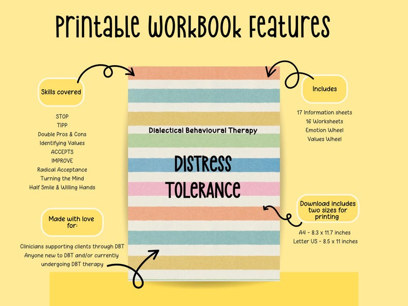 Printable DBT Distress Tolerance Workbook & Worksheets - Etsy