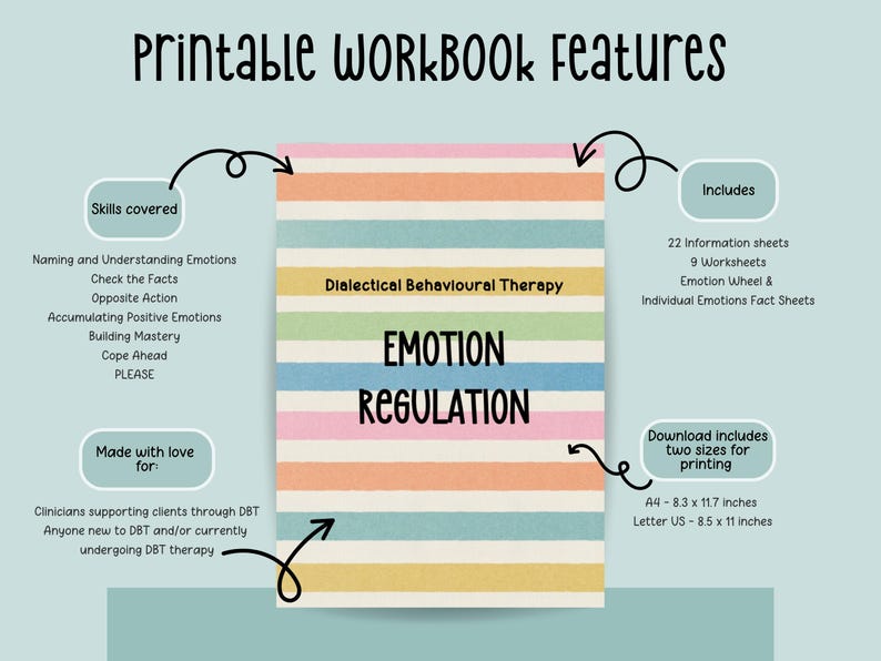 Printable DBT Emotion Regulation Workbook & Worksheets - Etsy