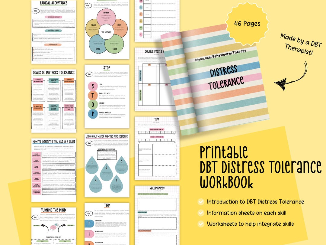 Printable DBT Distress Tolerance Workbook & Worksheets - Etsy
