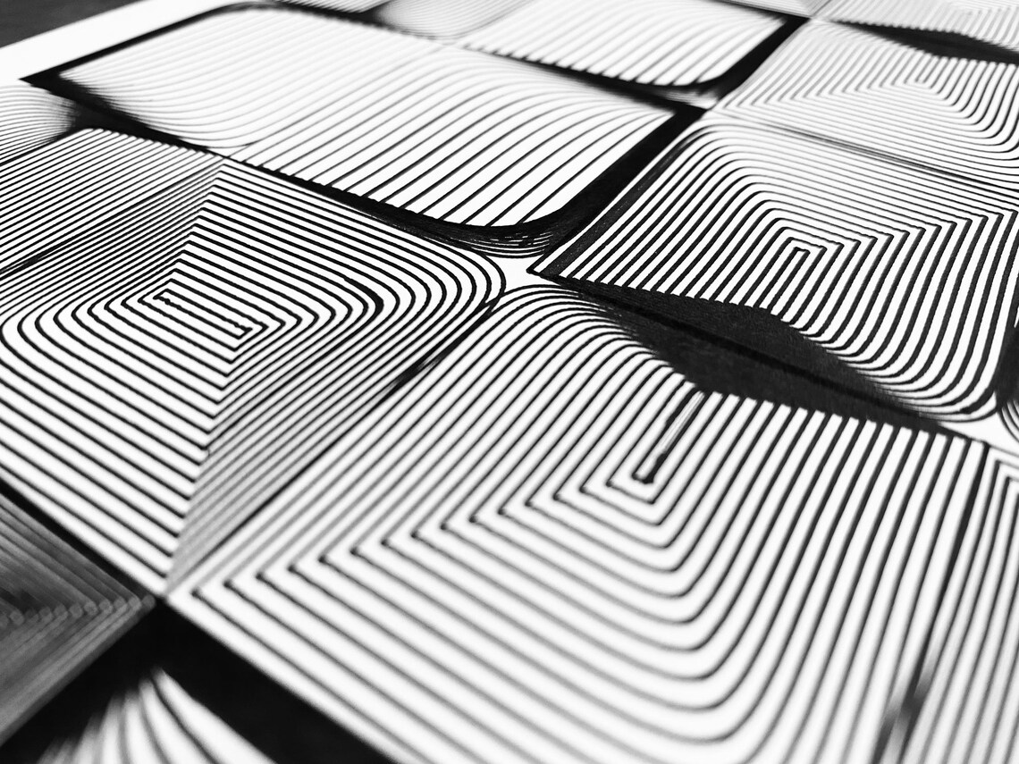 Striking Moiré Pattern Plotter Art Intricate Pen and Ink Drawing Modern ...