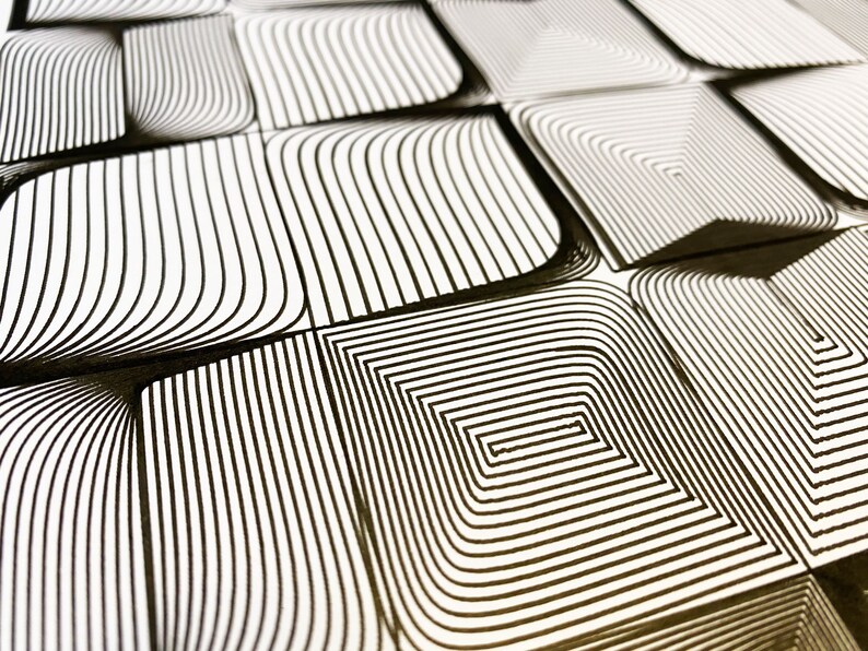 Striking Moiré Pattern Plotter Art Intricate Pen and Ink Drawing Modern Geometric Wall Art With ...