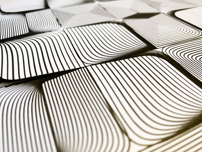 Striking Moiré Pattern Plotter Art Intricate Pen and Ink Drawing Modern ...