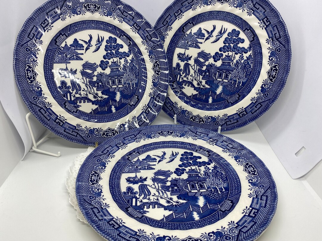 Royal Wessex Blue Willow Pattern Dinner Plates 26cm Set of 3 Plates - Etsy