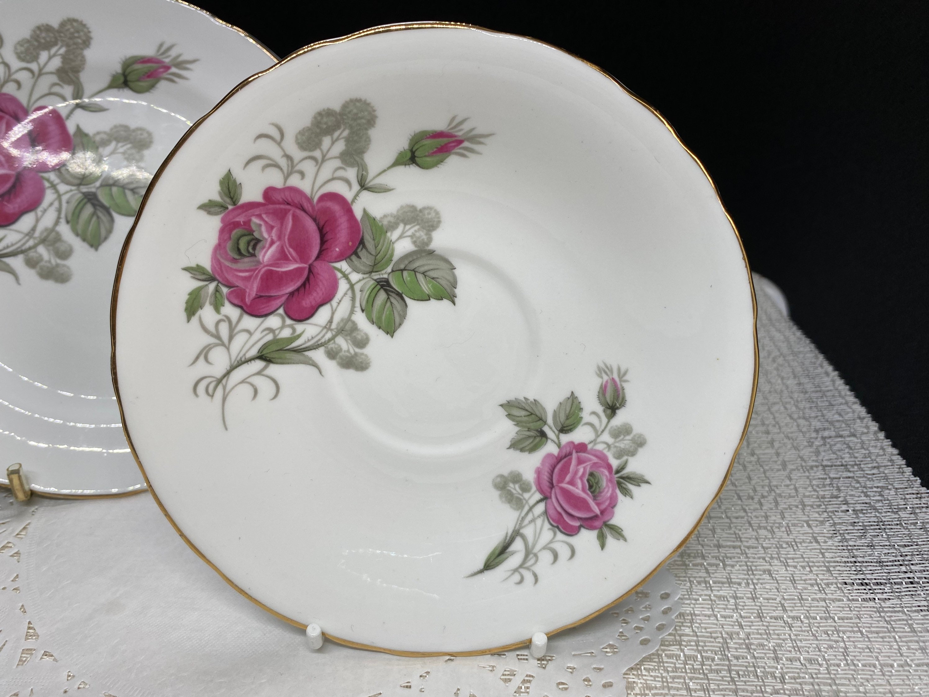 Delphine China Trio of Cup, Saucer and Side Plate - Etsy