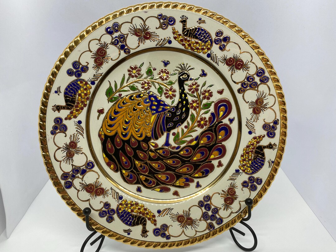 Keramikos Peacock Plate Hand Made in Greece Signed Pipos Rodos Keramik ...