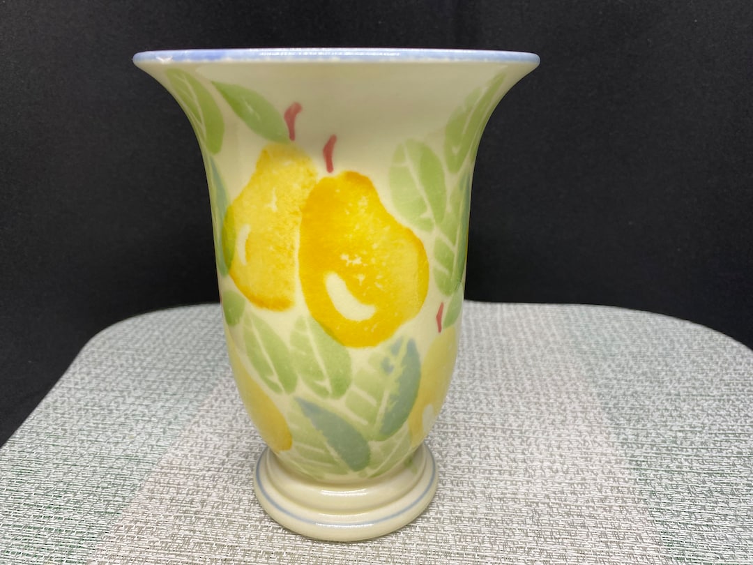 Poole Pottery Alan Clarke Dorset Fruits Yellow Pear Vase, Hand Thrown ...