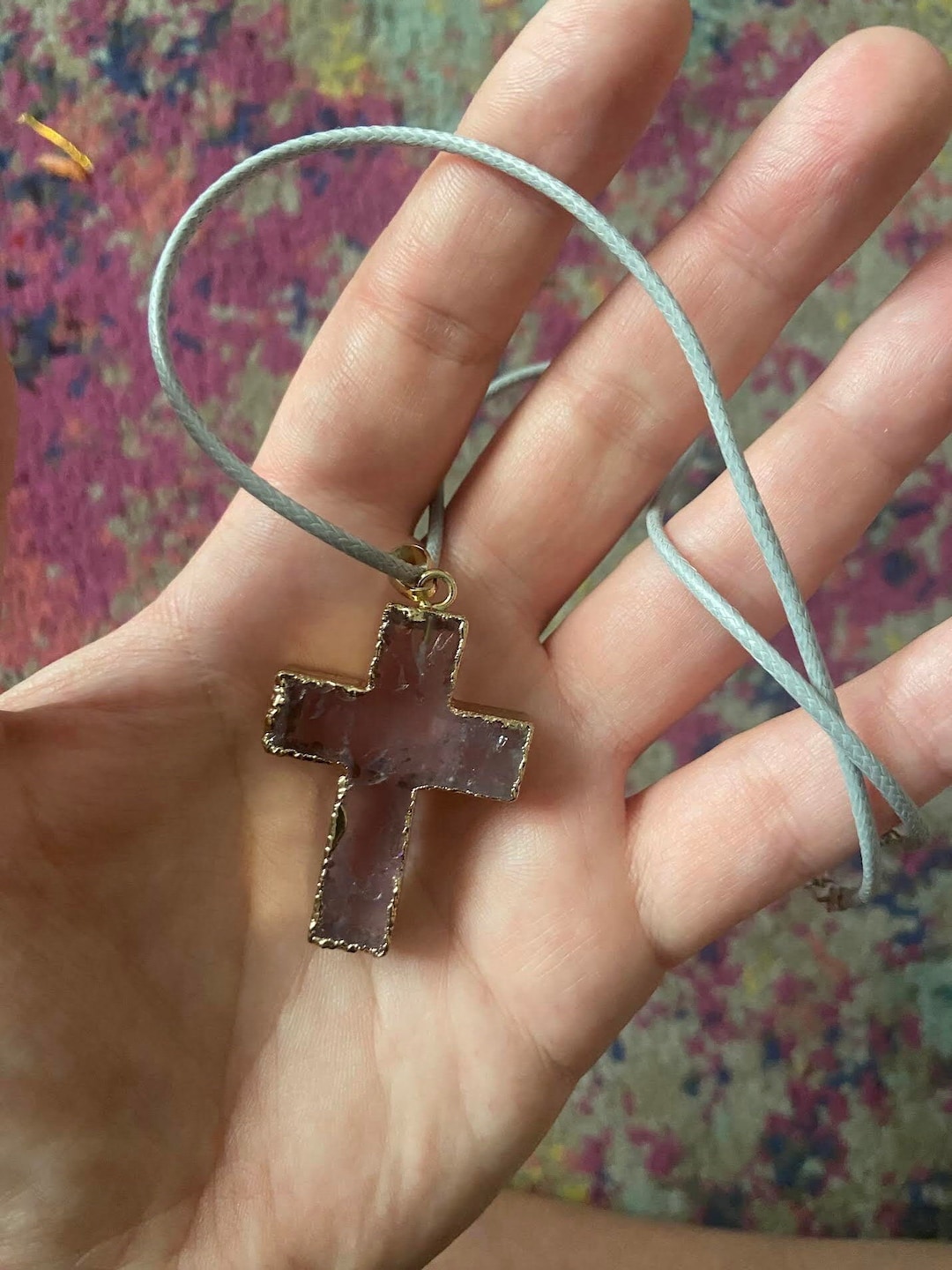 Amethyst Cross Pendant Necklace - Etsy