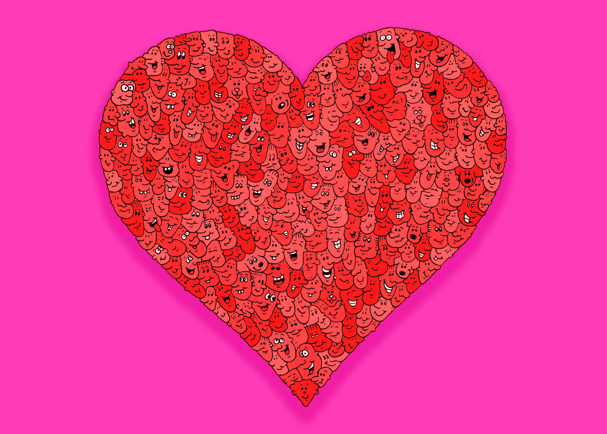 Cartoon Heart Print Doodlyface Heart Love Kids Valentine Nursery Baby ...