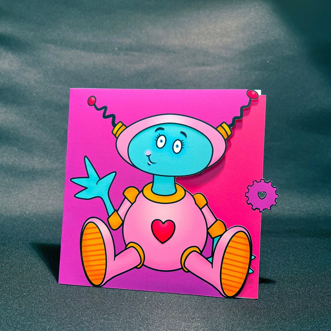 Interactive Birthday Greeting Card - Doodlybot "patty" - Etsy
